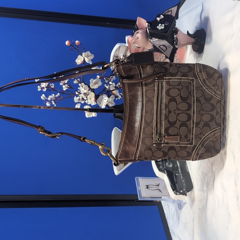 Coach Signature Monogram Jacquard/Leather Crossbody H… - Gem